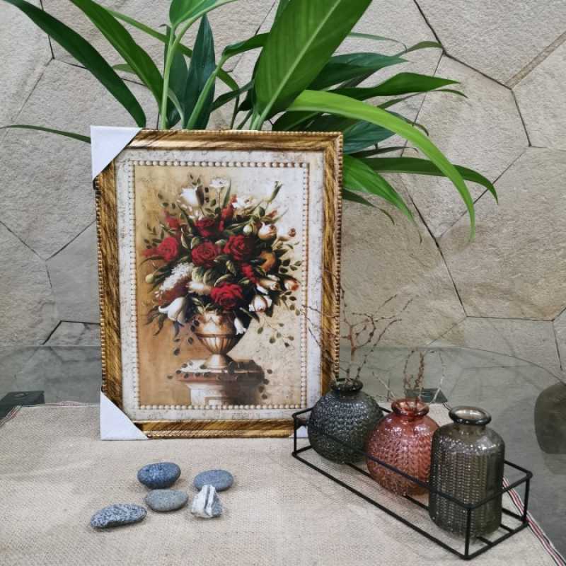 Promo Lukisan Klasik Bunga 5 Mawar Five Roses Flowers Classic Kaca ...