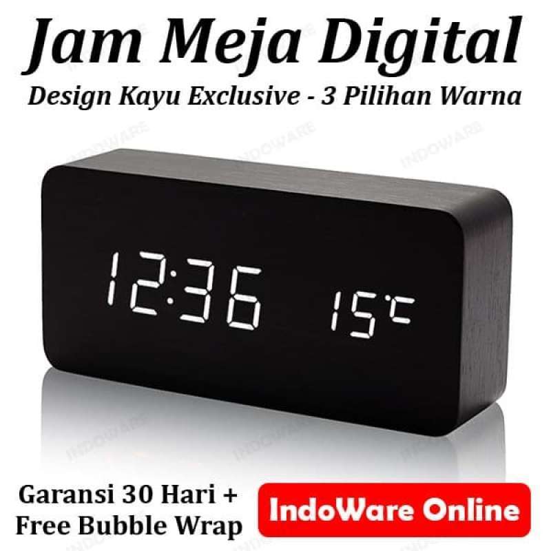 Jual Jam Meja Kayu Led Digital / Digital Wood Smart Alarm Clock Di ...