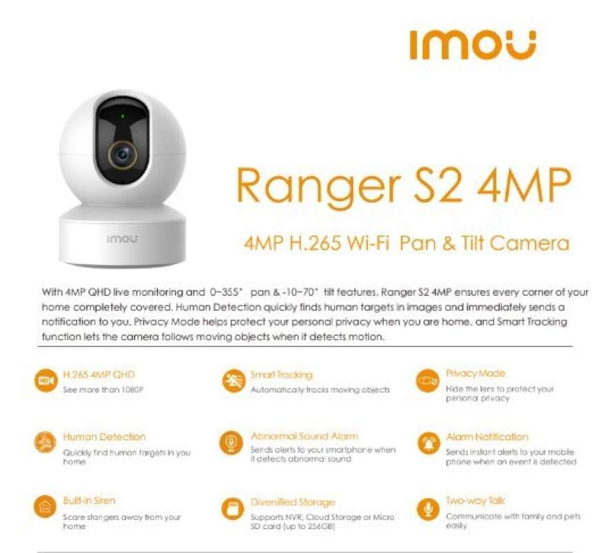 Promo Imou Smart Ip Indoor Camera Cctv Ranger S2 H.265 4mp Qhd Camera ...