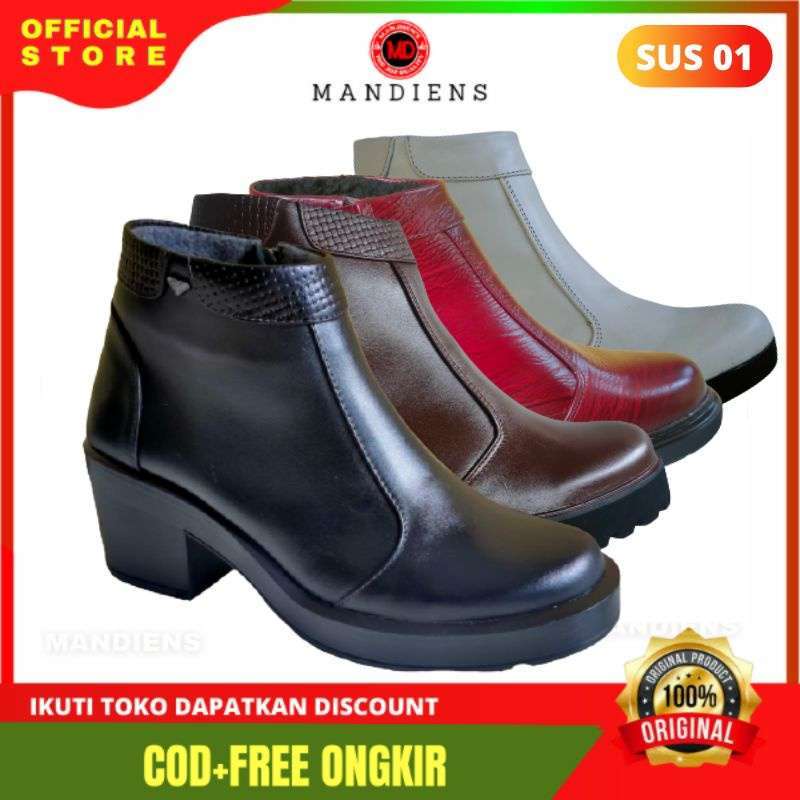 Promo Crewger Sepatu Boots Wanita Kulit Asli Medali Pdh01 7cm Model Pdl ...