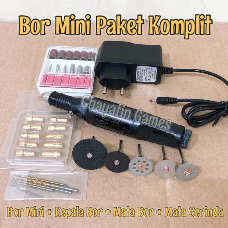 Promo Bor Mini / Gerinda Mini + Mata + Adaptor Komplit Sesuai Dengan ...