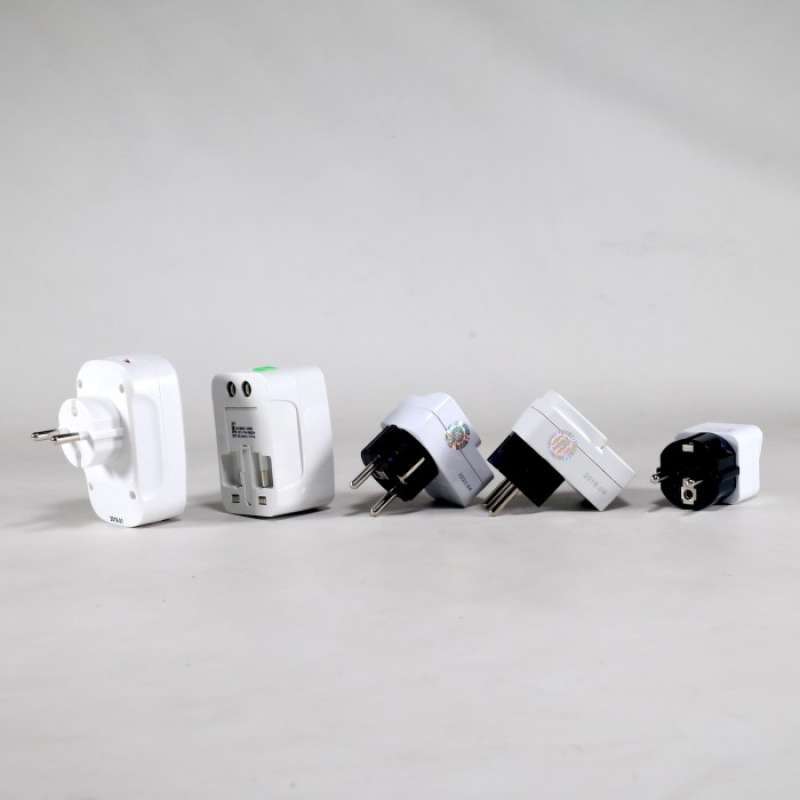 Promo Stop Kontak Kepala Steker Kaki 3 Inlet Travel Plug Adaptor Usb A ...