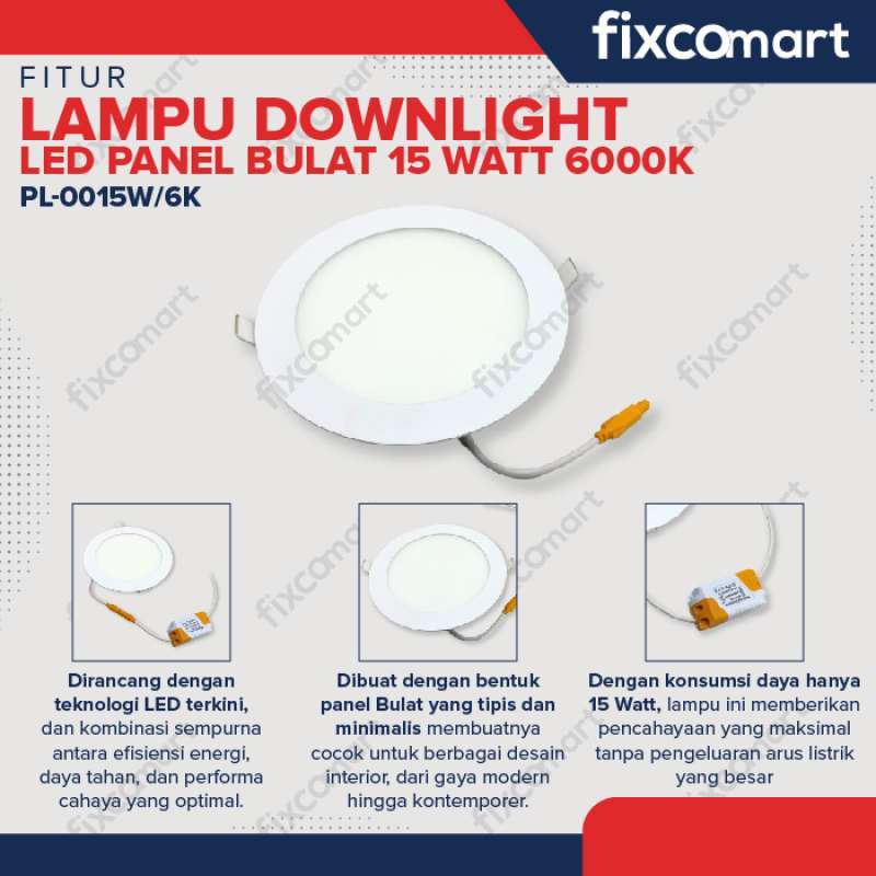 Jual Lampu Downlight Led Panel Bulat 15 Watt - White Di Seller ...