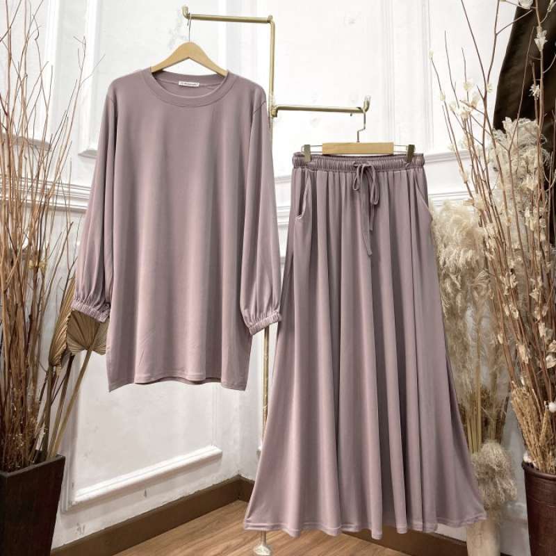 Jual Set Rok Kurung Polos Jersey-jv Hasanah Oneset Skirt Baju Kurung ...