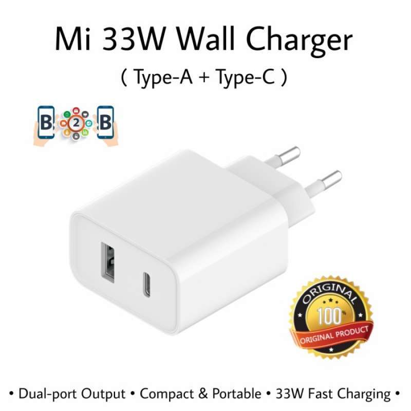 Promo Mi 33w Wall Charger Type-a To Type-c Fast Charging Diskon 23% Di ...