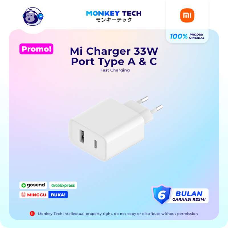 Promo Xiaomi Mi 33w Wall Charger Type A + Type C Charger Kepala Hp ...