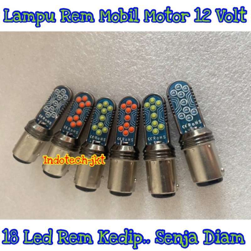 Promo Lampu Rem Mobil Motor 12 Volt 18 Led Nyala Kedip Model Cob Diskon ...