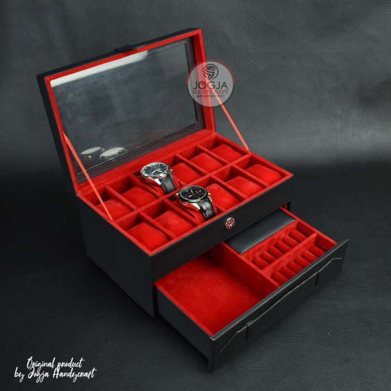 Jual [grade Ori] Watch Box / Kotak Tempat Jam Tangan Isi 12 Laci ...