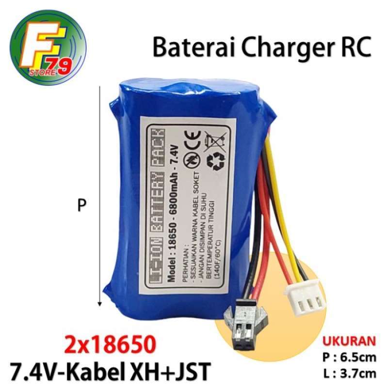 Promo Baterai Charge Sparepart Mobil Rc Type 2x18650 Soket Dobel 7.4v ...