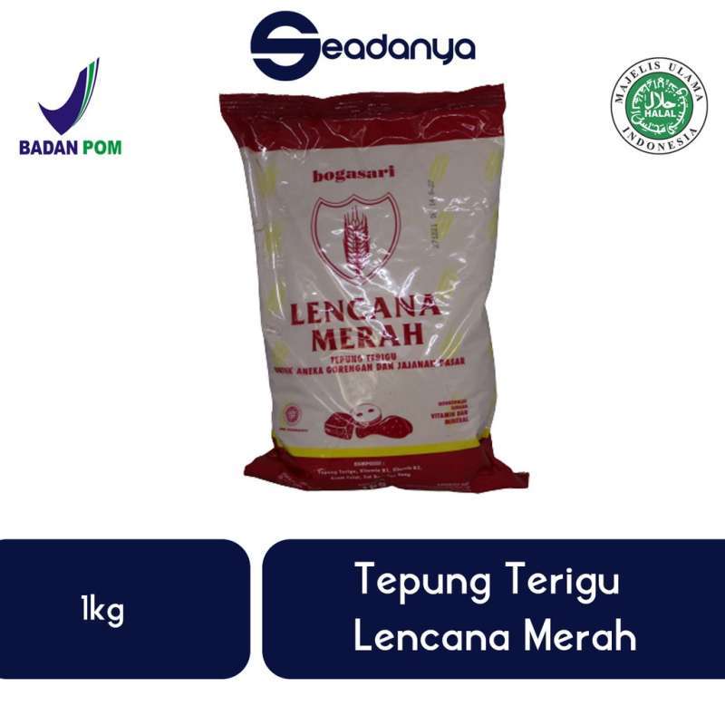 Jual Tepung Terigu Lencana Merah 1kg - Halal Mui & Bpom Di Seller Toko ...