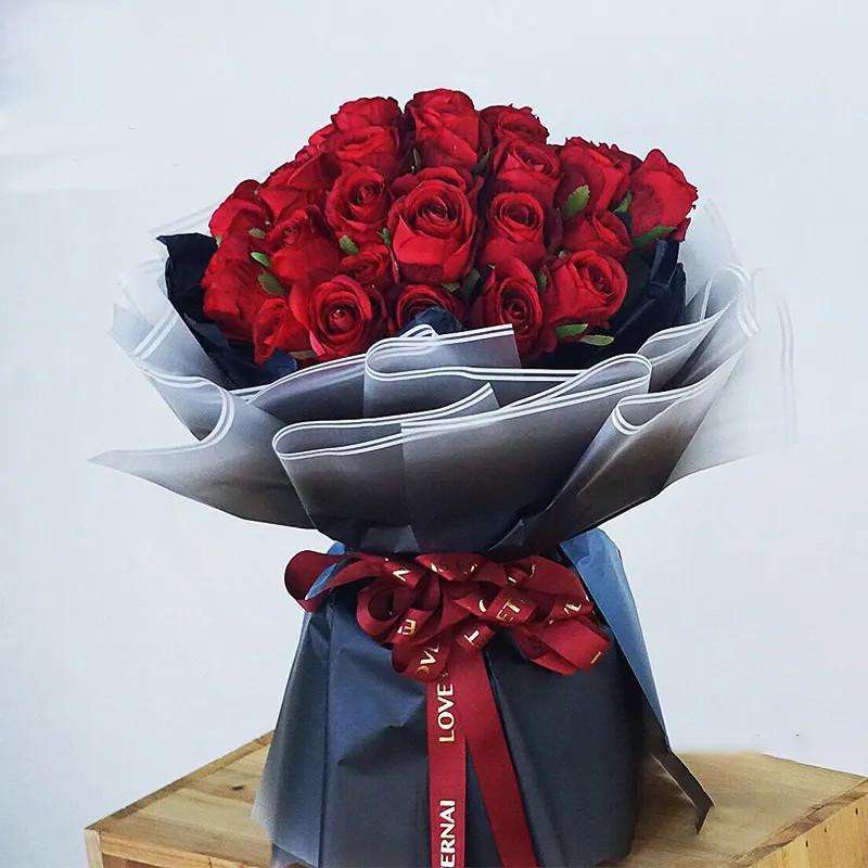 Jual 1 Lembar Cellophane Ombre Transparan Dobel Garis Flower Wrapping ...