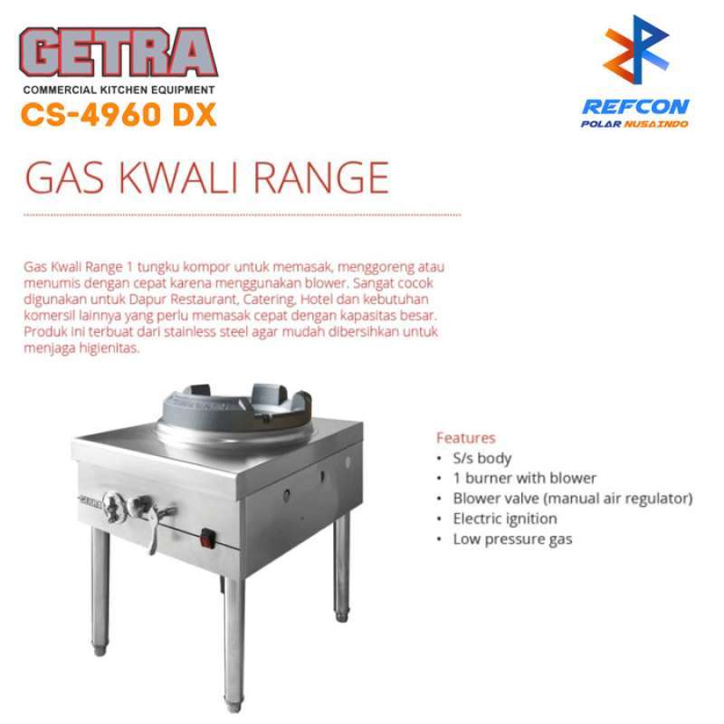Jual Getra Gas Kwali Range 1 Burner Cs 4960dx / Cs4960dx Low Pressure ...