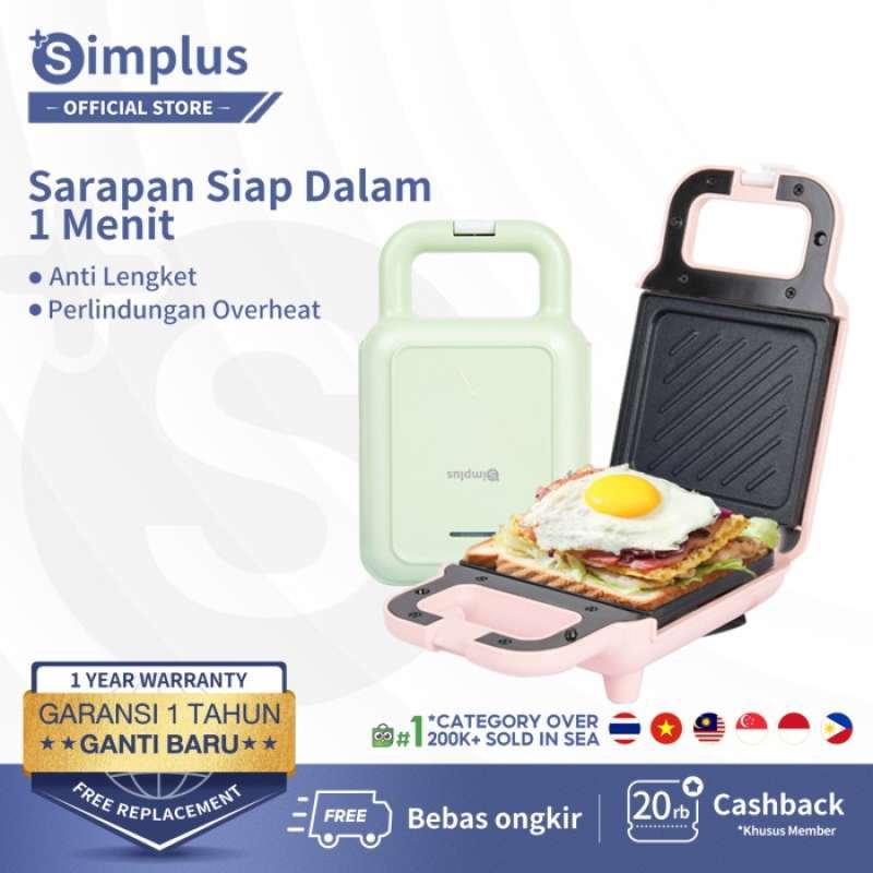 Jual Simplus Sandwich Maker Low Watt Pemanggang Roti Mesin - Hijau Di ...