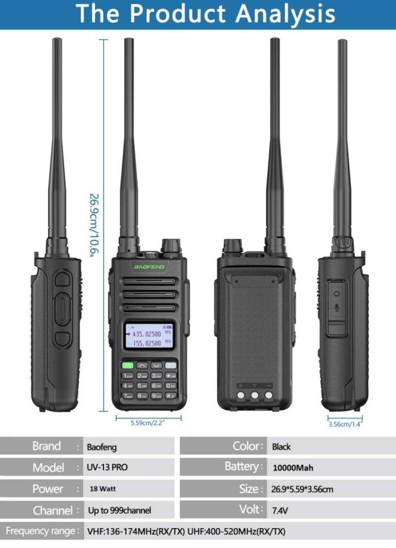 Jual Ht Bf Uv-13 Pro Dual Band Walkie Talkie 999ch Uhf Vhf 18w 1000mah ...