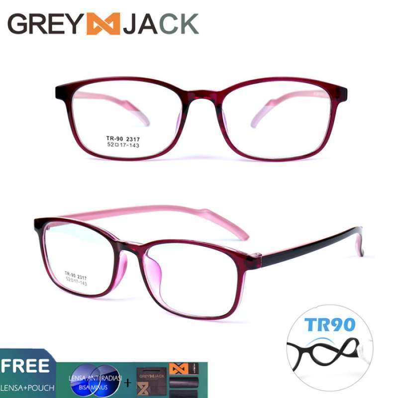 Promo /frame Kacamata Bisa Untuk Minus Tr90/pria Dan Wanita/s2317 - C6 Black Purple, Frame Saja ...