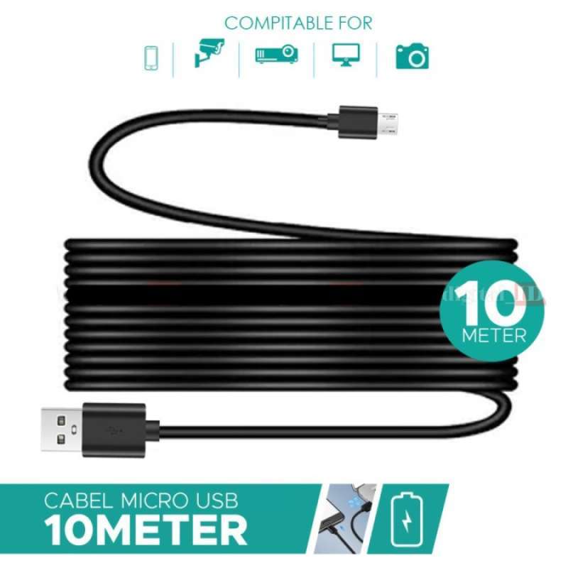 Jual Cable/kabel Micro Usb 10 Meter Cable Power For Ip Camera Action ...