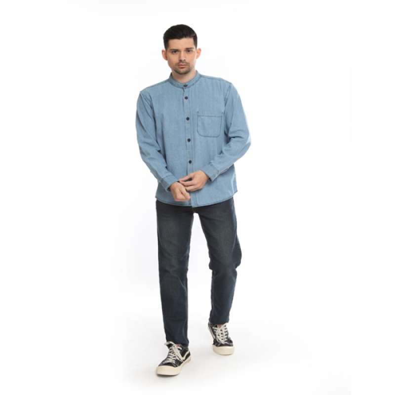 Jual 2nd Red Kemeja Denim Krah Mandarin Kt Tgn Panjang Biru Muda 182309 ...