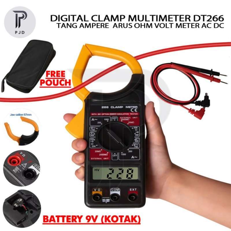 Promo Digital Clamp Multimeter Dt266 Tang Ampere / Arus Ohm Volt Meter Ac Dc - Tanpa Baterai ...