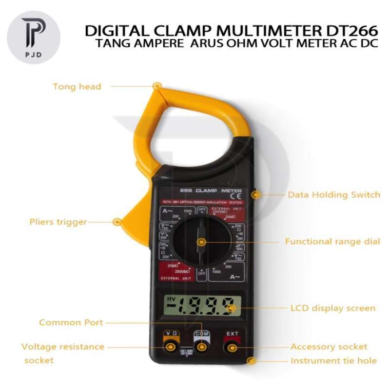 Promo Digital Clamp Multimeter Dt266 Tang Ampere / Arus Ohm Volt Meter ...