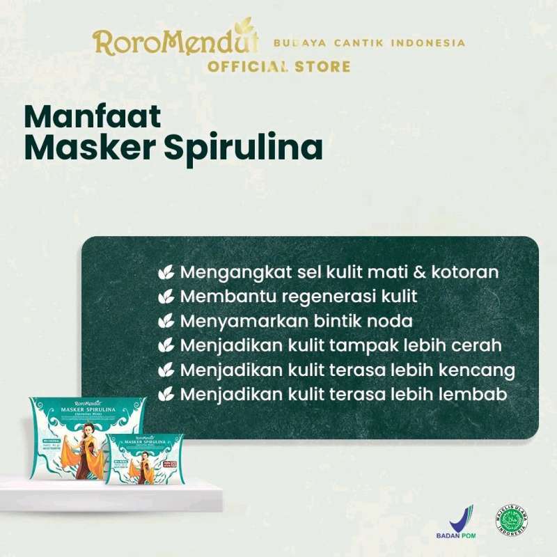 Jual Roro Mendut Masker Spirulina Whitening Anti Acne Mask 40g Di ...
