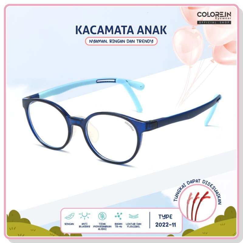 Promo Kacamata Minus Anak Anti Radiasi Tr90 Bulat Style 2022-11 - Crystal Purple, Frame Saja ...