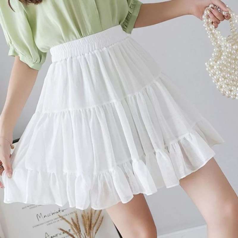 Promo Bawahan Rok Pendek Wanita Mini Skirt Sifon Ceruti Ruffle Rempel ...