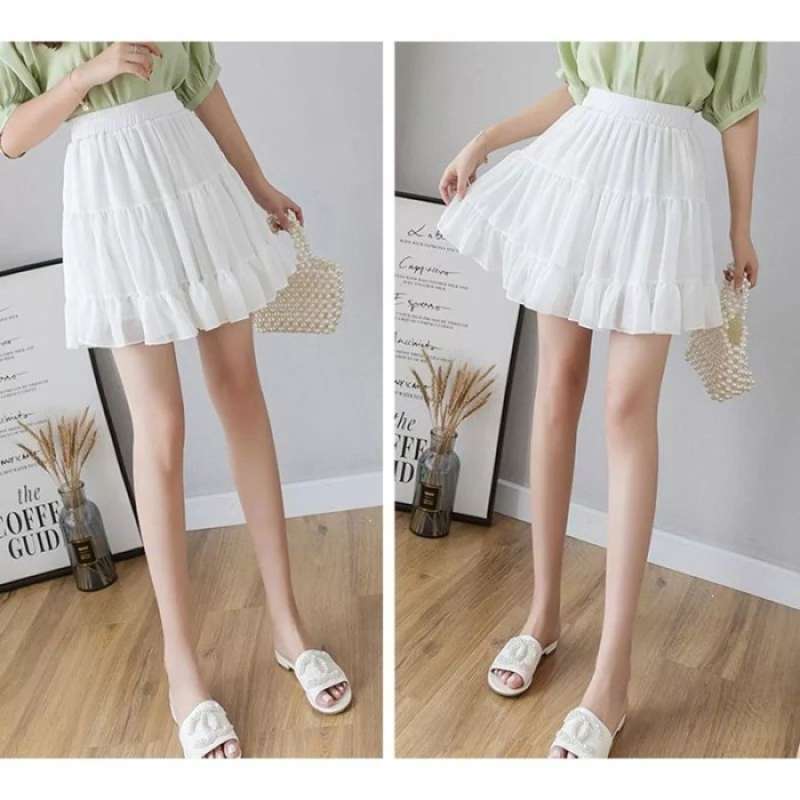 Promo Bawahan Rok Pendek Wanita Mini Skirt Sifon Ceruti Ruffle Rempel ...