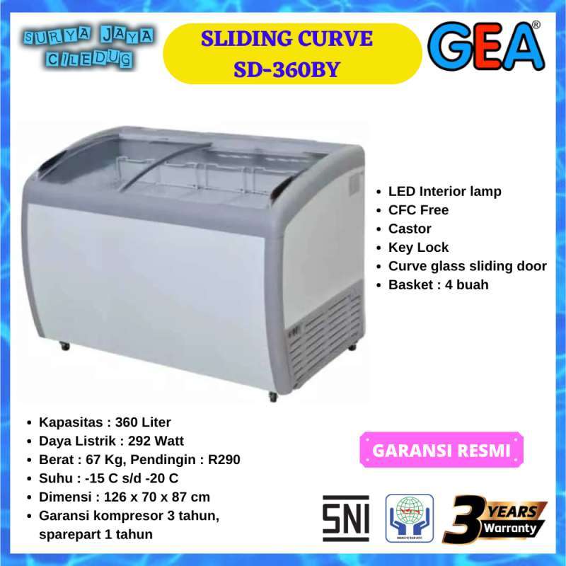 Jual Gea Sliding Curve Glass Chest Freezer Sd-360by 360 Liter Di Seller Surya Jaya Ciledug ...