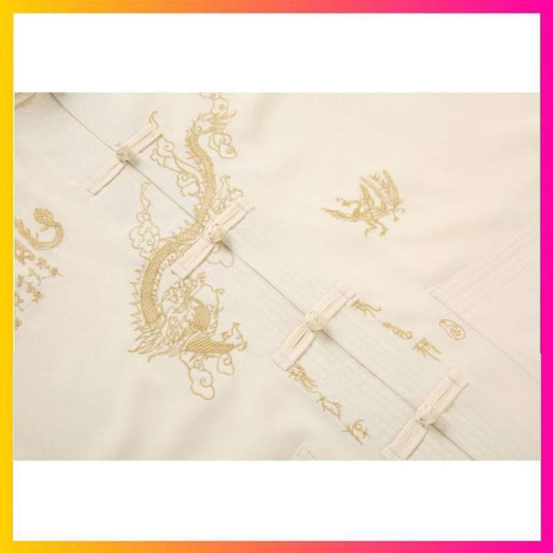 Jual Cheong Sam Pria Motif Naga Dan Tulisan Mandarin Lengan Pendek ...
