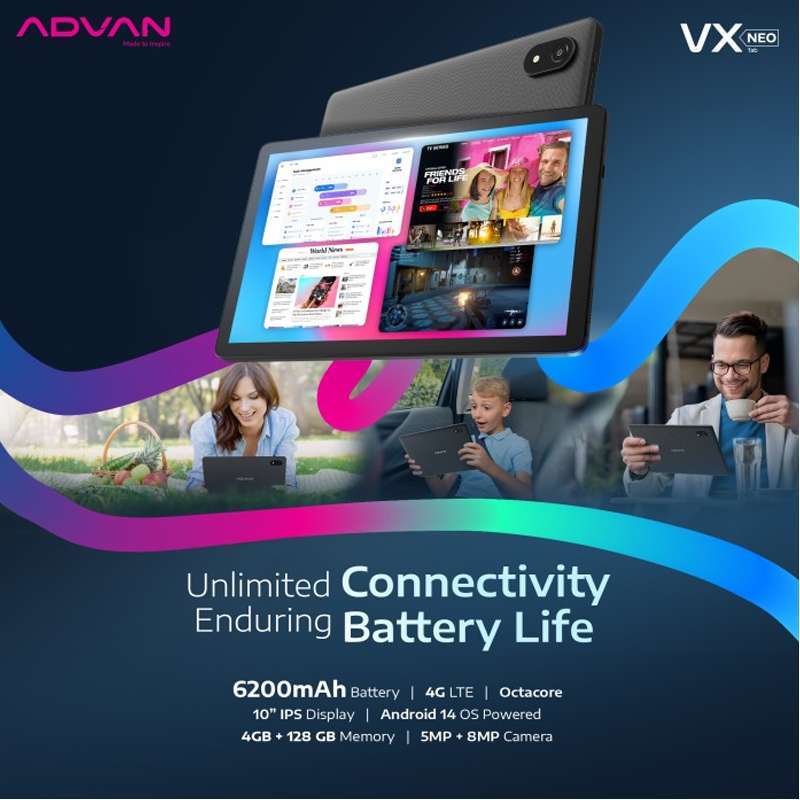 Promo Advan Tab Vx Neo (4gb/128gb) 10.1″ Ips Screen Tablet Android 14 ...