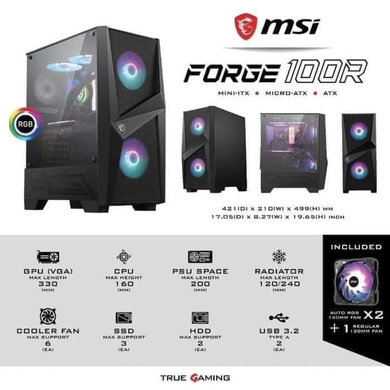 Promo Msi Mag Forge 100r - Tempered Glass Gaming Case Diskon 23% Di ...