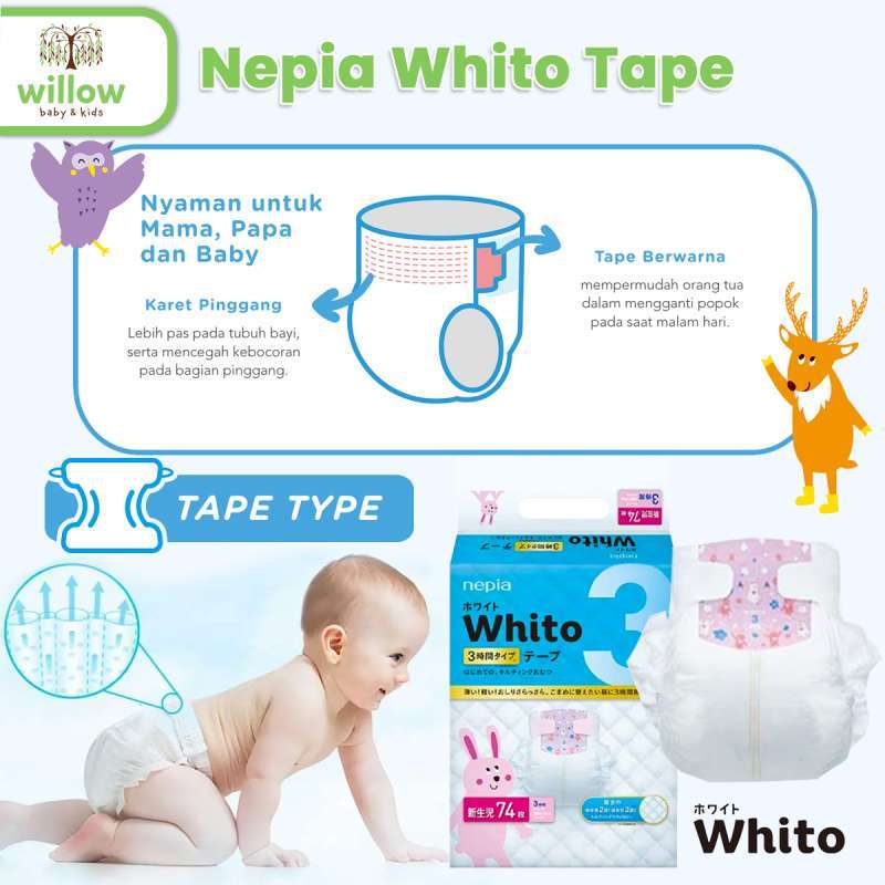 Jual Popok Sekali Pakai Bayi - Nepia Whito Tape - S-60 Di Seller Willow ...