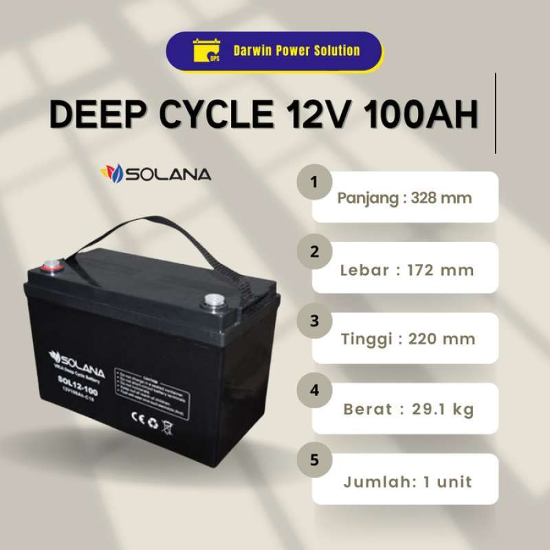 Promo Solana Battery / Baterai / Aki / Accu 100ah 12v - 100 Ah 12 V ...