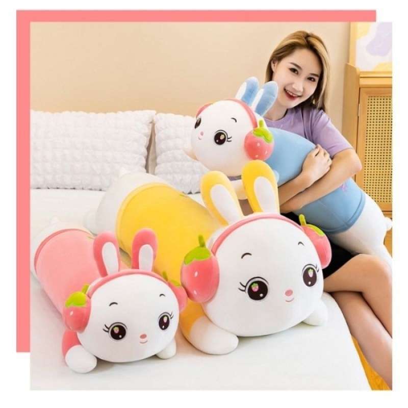 Promo Guling Boneka Rabbit Bunny Pakai Bando Strawberry Kelinci Ukuran ...