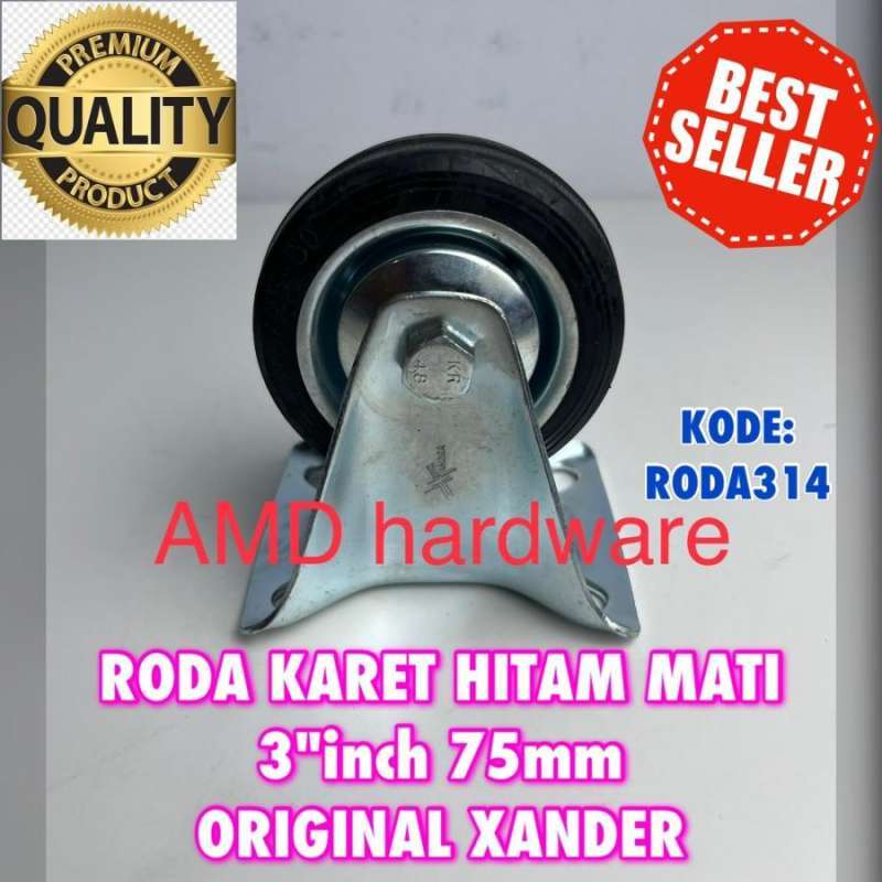Jual Roda Karet 3 Inch Mati Hitam Ridgid Etalase Troli Rak Besi 75mm ...