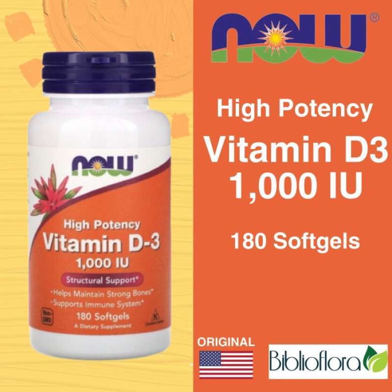 Promo Now Vitamin D3 1000 Iu High Potency 180 Softgels Diskon 33% Di Seller Azzana Storee ...