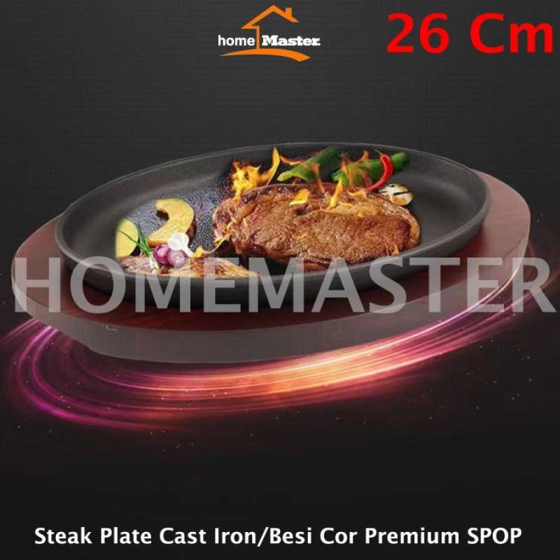 Promo Homemaster Premium Cast Iron Steak Hot Plate/piring Oval 26 Cm ...