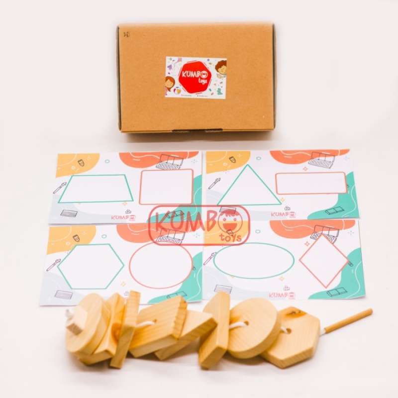 Promo Mainan Edukasi Wooden Lacing Shape Meronce Kayu Mencocokan Bentuk ...