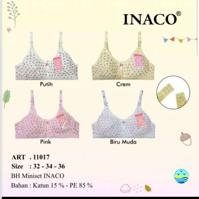 Jual Bra Bh Remaja Miniset Inaco Selica 32-34-36 Busa Tipis Tdk Terawang - 36 Polka Putih Di ...