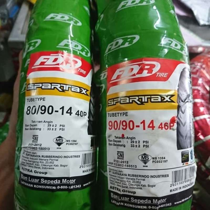 Promo Sepasang 2 Buah Ban Fdr Spartax 80 90 & 90 90 Ring 14 Motor Matic Diskon 23% Di Seller ...