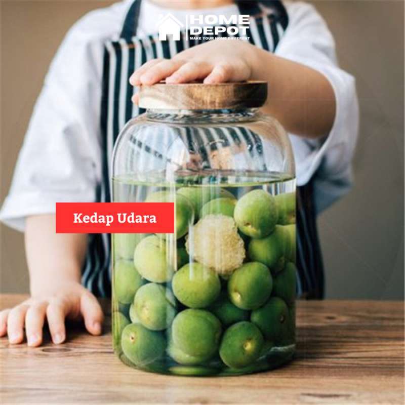 Promo Toples Kaca Kedap Udara Besar Jumbo Tutup Kayu Unik Fermentasi ...