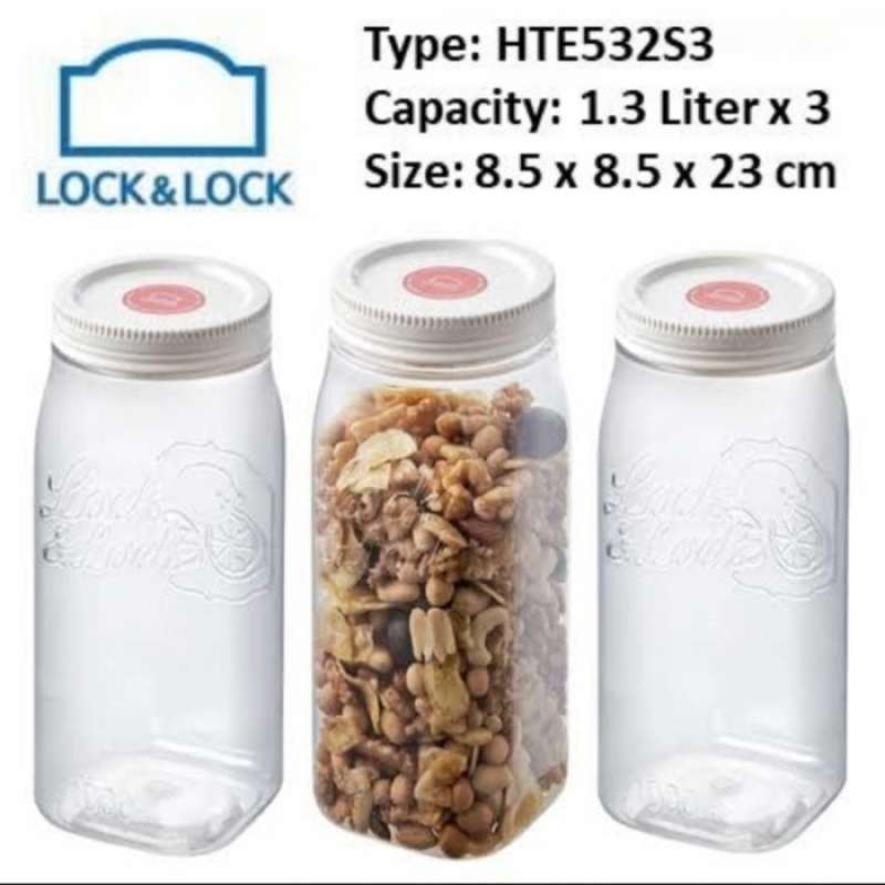 Promo Lock & N Lock Lock&lock Food Jar Toples Kue Makanan 1l X 3pcs ...