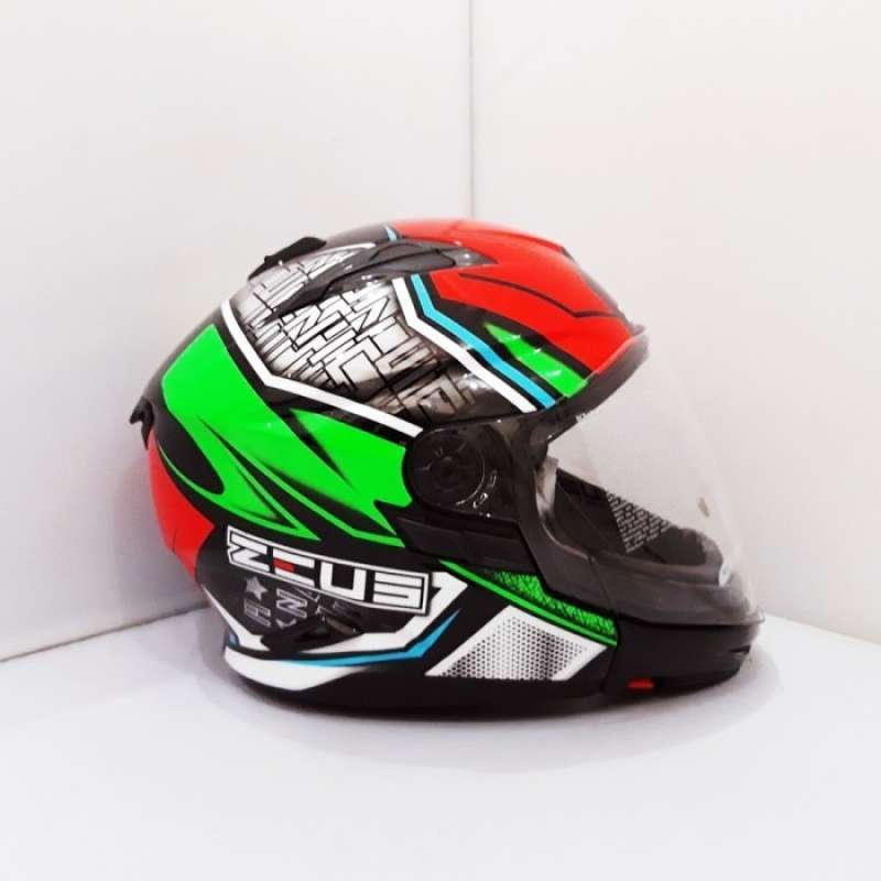 Promo Promo Kemerdekaan Helm Zeus Zs-613c Black Aj11 Red + Chinbar ...