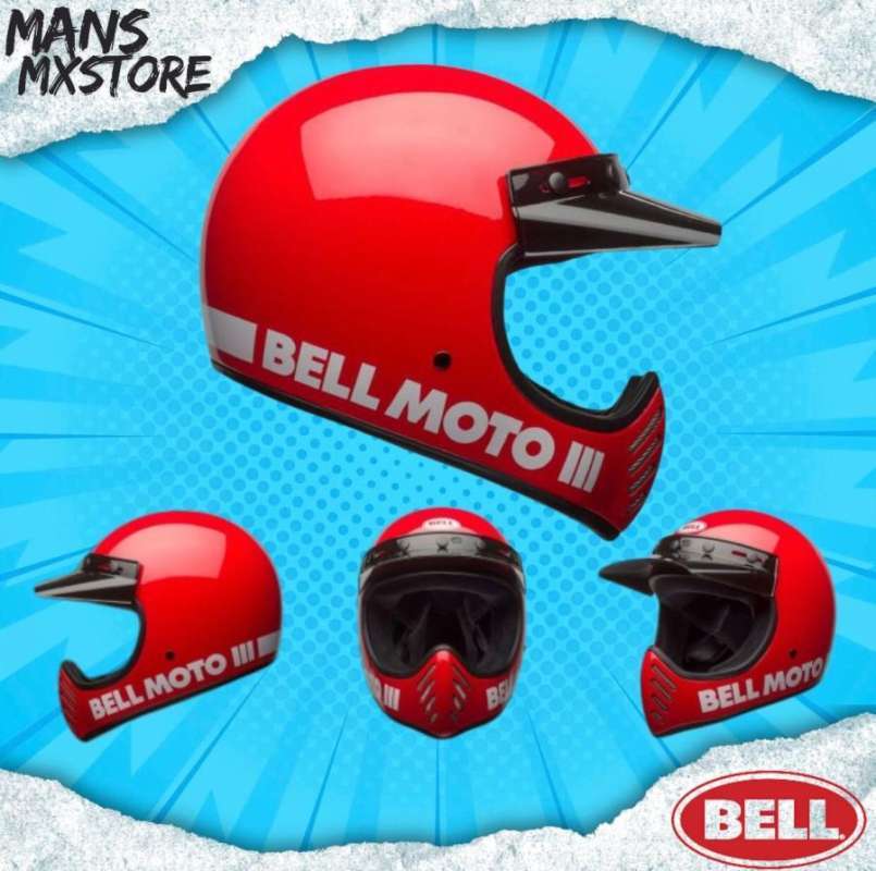 Jual Helm Bell Moto-3 Classic Red Full Face Helmet Original Retro Di ...