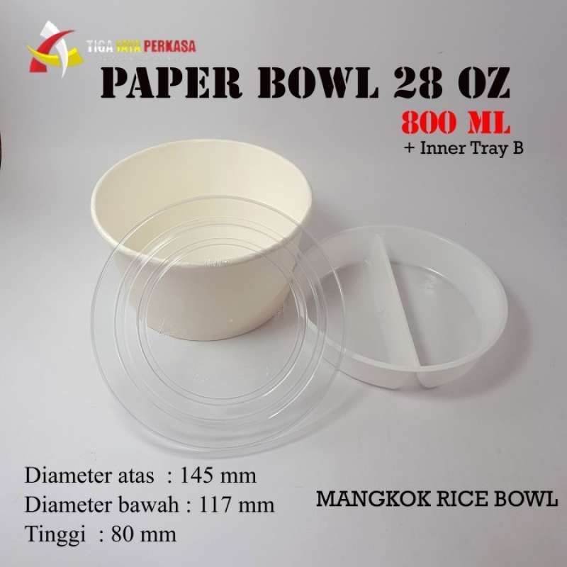 Jual Paper Bowl 800 Ml + Inner Tray B /mangkok Makan/ Mangkok Kertas 28 ...
