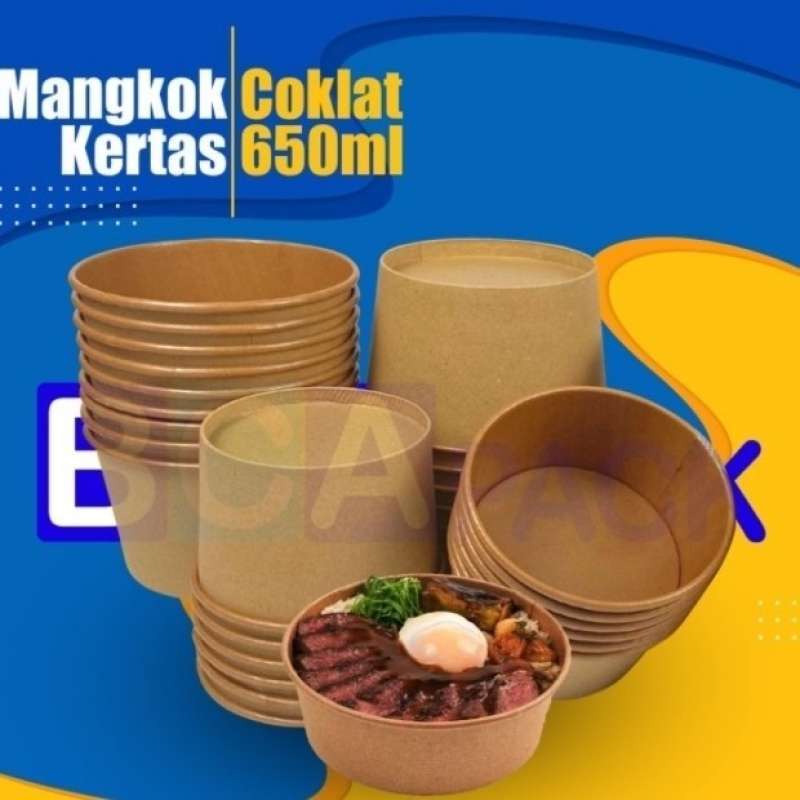 Jual Paper Bowl Kraft 650ml - Mangkok Kertas Coklat 650ml - Isi 500pcs Di Seller Crown ...
