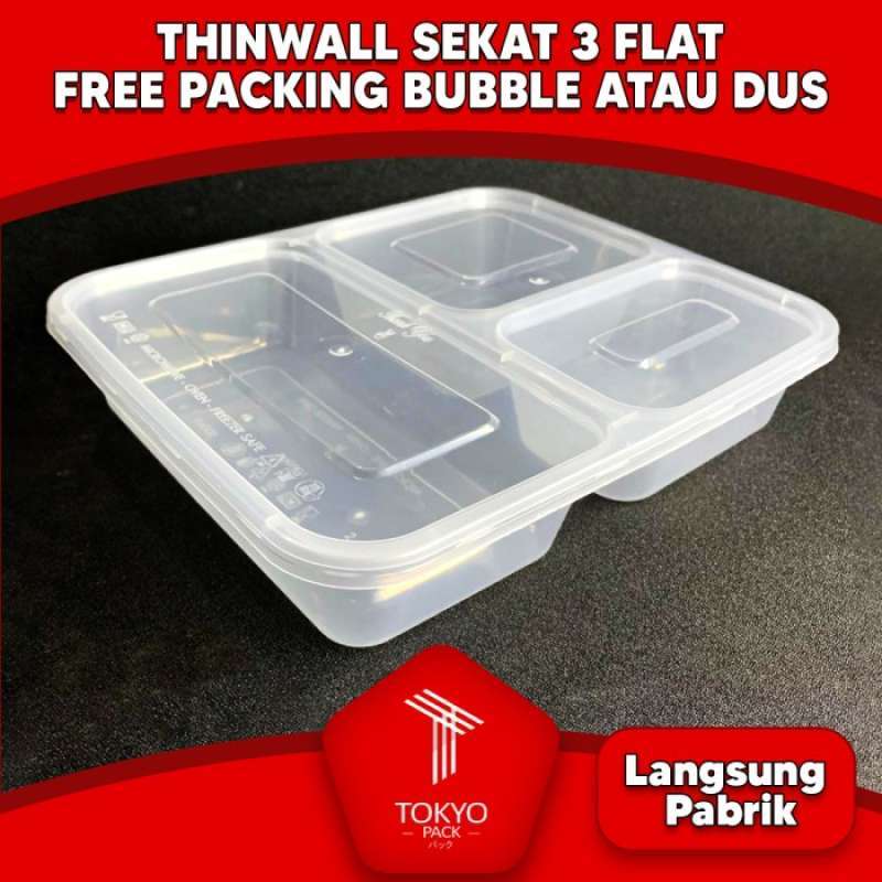 Jual Thinwall Bento 3 Sekat - Food Container Bento+tutup Isi 25set ...