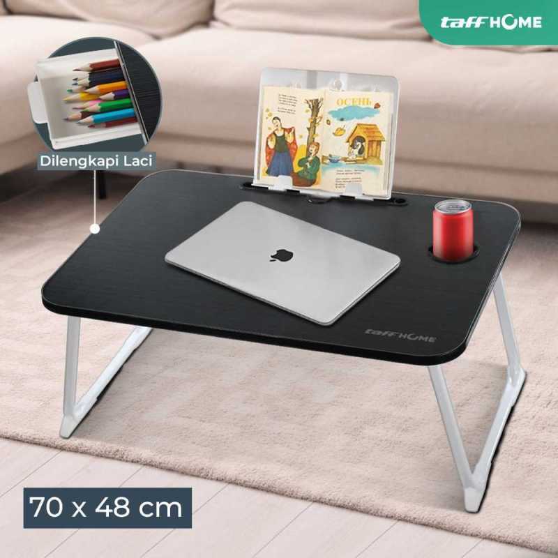 Jual Taffhome Meja Lipat Laptop Foldable Bed Table With Drawer Cup Holder - Bo-67 - Hitam 70 X ...