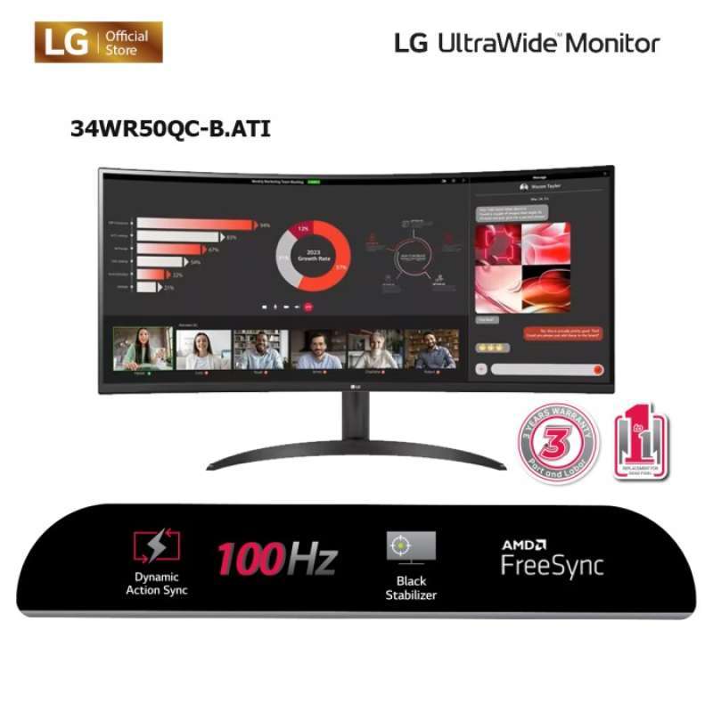 Jual Lg Ultrawide 34wr50qc-b 34 21:9 100hz Curved Qhd Monitor With ...
