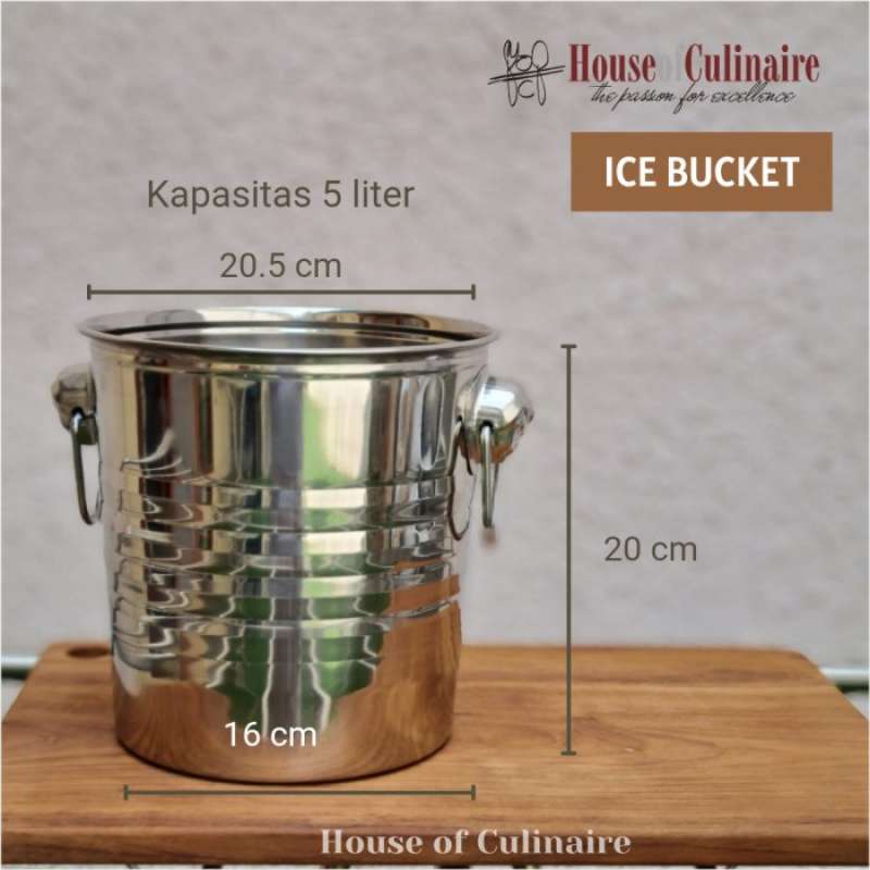 Jual Ice Bucket 5 Liter Tempat Wadah Es Batu Ember Stainless Steel Di ...
